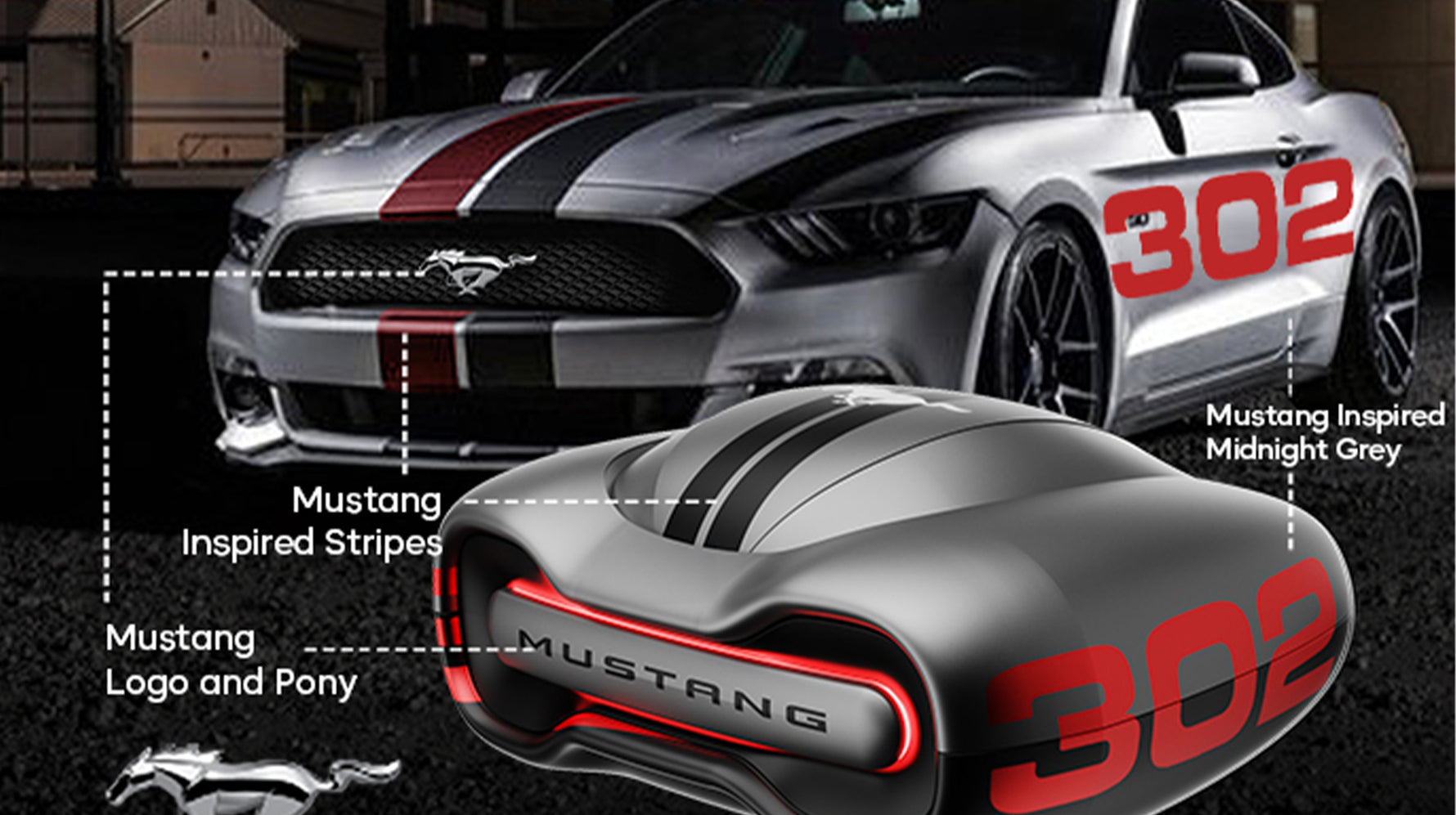 GoBoult Mustang Torq Silver Earbuds | Iconic Design & Deep Bass