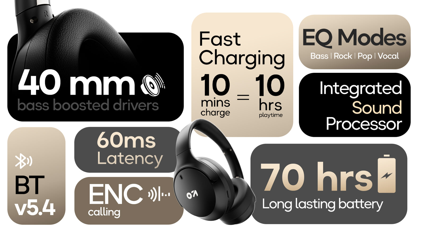 Q| Wireless Headphone with Built-in Mic