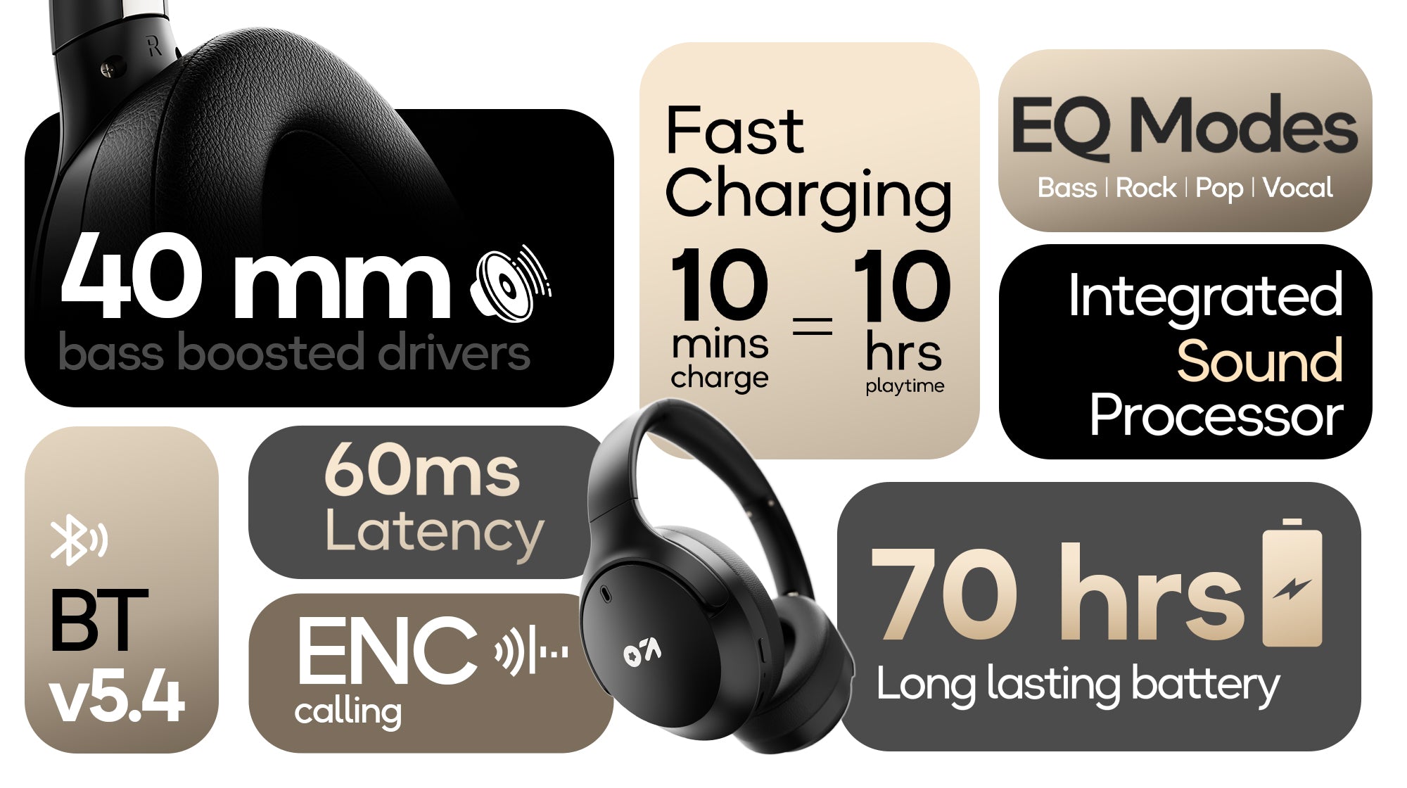 Q| Wireless Headphone with Built-in Mic