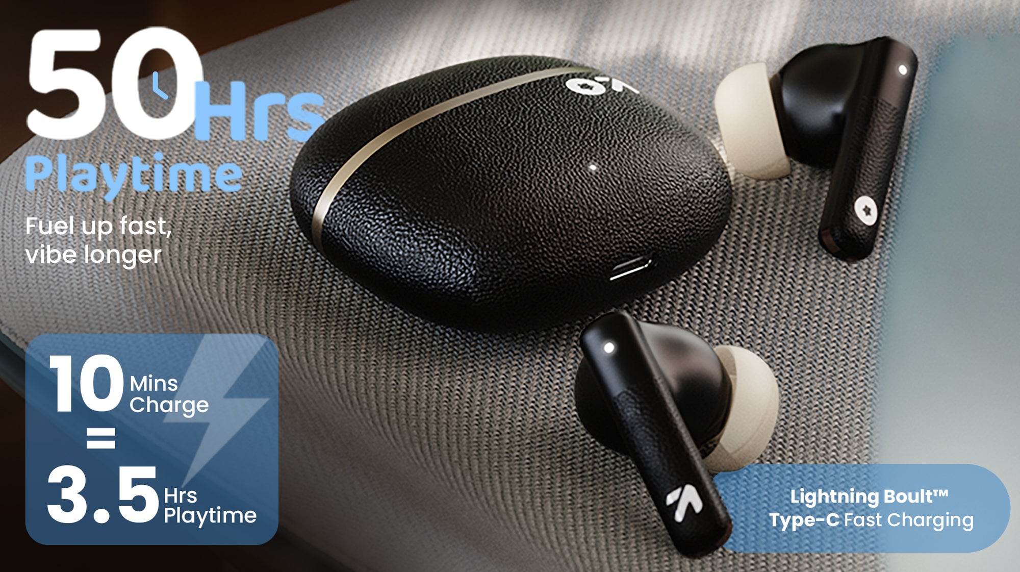 Buy GoBoult W45 Earbuds | 50H Playtime, BoomX Bass & IPX5 Rating